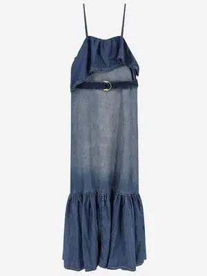 Pinko Ruffled Maxi Dress - Denim