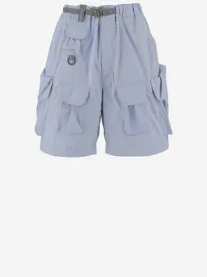 AND WANDER Technical Nylon Belted Cargo Shorts - Clear Blue