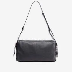 Pinko Medium Keeper Bag In New Biker Leather - Black
