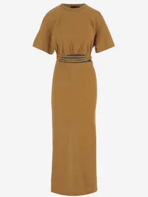 Pinko Cotton Dress With Cut Out Detail And Belt
