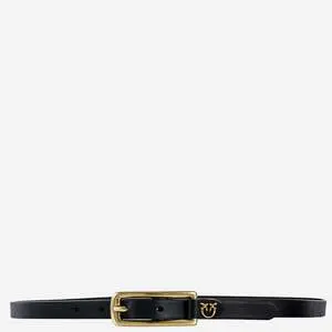 Pinko Leather Belt With Logo Detail - Black