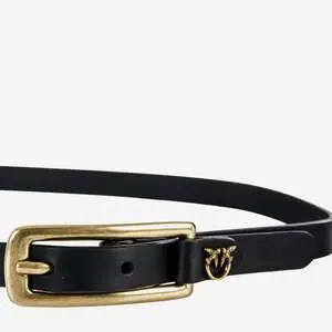 Pinko Leather Belt With Logo Detail - Black