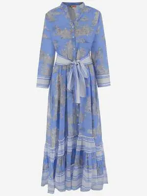 PEP'S CANNES Floral Print Cotton Dress With Belted Waist And Ruffled Skirt