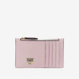 Pinko Leather Love Birds Card Holder - Pink