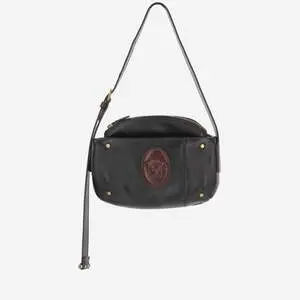 Versace Leather Shoulder Bag With Embossed Medusa Logo