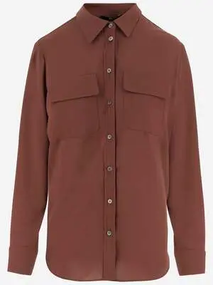 F.IT Technical Fabric Shirt With Classic Collar And Patch Pockets - Brown