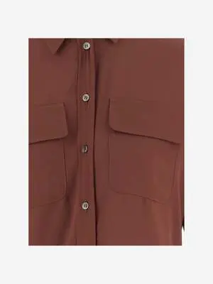 F.IT Technical Fabric Shirt With Classic Collar And Patch Pockets - Brown