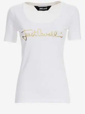 Just Cavalli Stretch Cotton T-shirt With Front Logo