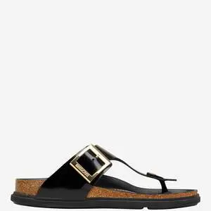 BIRKENSTOCK Gizeh Patent Leather Sandals With Oversized Buckle Detail - Nero