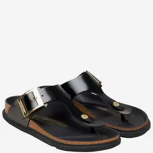 BIRKENSTOCK Gizeh Patent Leather Sandals With Oversized Buckle Detail - Nero