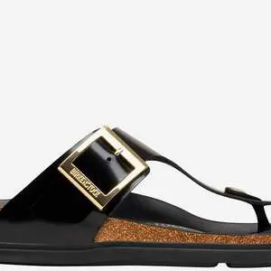 BIRKENSTOCK Gizeh Patent Leather Sandals With Oversized Buckle Detail - Nero