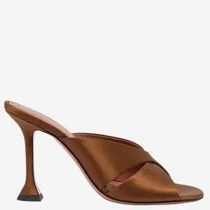 Amina Muaddi Salma Satin Sandals - Marrone