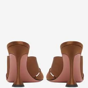 Amina Muaddi Salma Satin Sandals - Marrone