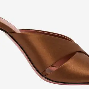 Amina Muaddi Salma Satin Sandals - Marrone