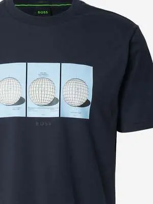 Hugo Boss Printed Cotton T Shirt - Blue