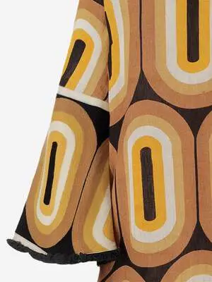 PHILIPPA 1970 Long Linen Dress With Geometric Print