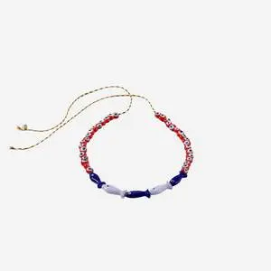 SORBET ISLAND Fabric And Glass Bead Necklace - Red