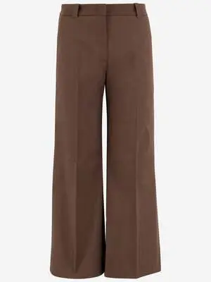 QL2 DONNA Brown Stretch Cotton Wide Leg Pants
