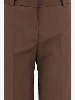 QL2 DONNA Brown Stretch Cotton Wide Leg Pants