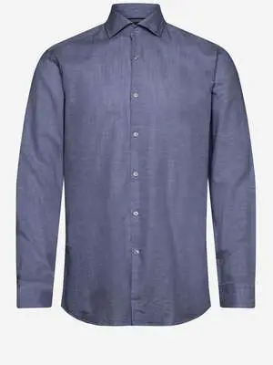 Hugo Boss Cotton And Linen Shirt - Blue
