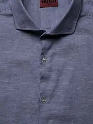 Hugo Boss Cotton And Linen Shirt - Blue