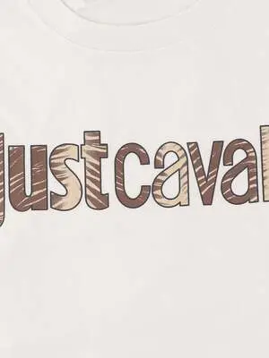Just Cavalli Cotton T Shirt With Logo - Beige