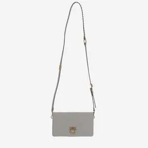 Pinko Leather Bag With Adjustable Strap - Grey