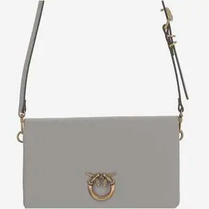 Pinko Leather Bag With Adjustable Strap - Grey