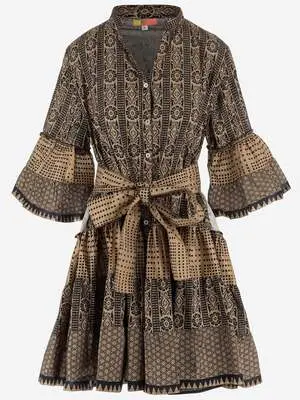 PEP'S CANNES Cotton Dress With Geometric Print