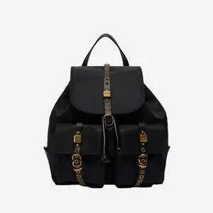 Pinko Nylon Backpack With Love Birds Logo - Black