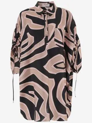 Emilio Pucci Silk Labyrinth Print Shirt Dress - Red