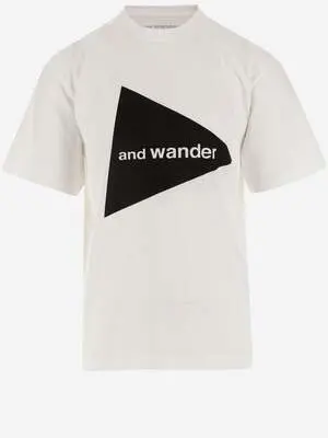 AND WANDER Cotton Blend T Shirt With Logo
