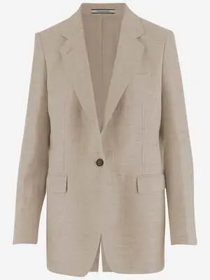 Tagliatore Linen Wool Blend Herringbone Jacket - Beige
