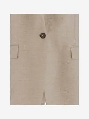 Tagliatore Linen Wool Blend Herringbone Jacket - Beige