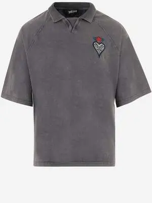 Just Cavalli Cotton T-shirt With Flame Embroidery