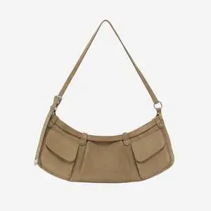 Pinko Suede Shoulder Bag With Flap Pockets