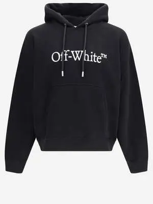 Off-White Cotton Hoodie With Contrast Logo Print