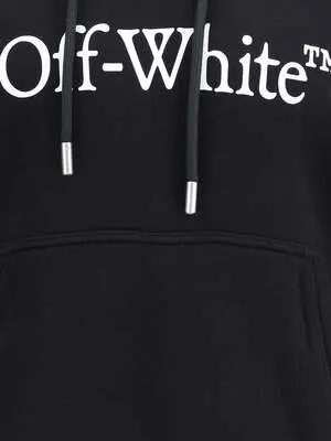 Off-White Cotton Hoodie With Contrast Logo Print