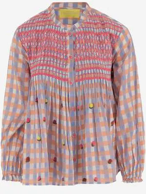 PHILIPPA 1970 Philippa Cotton Shirt With Floral Embroidery And Smocking