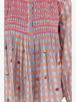 PHILIPPA 1970 Philippa Cotton Shirt With Floral Embroidery And Smocking