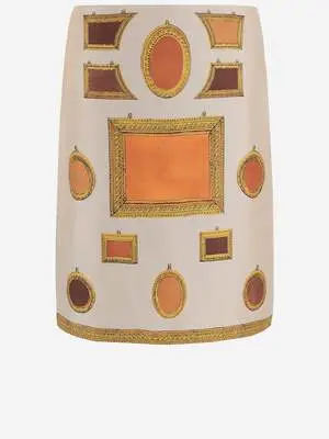 Versace Printed Silk Midi Skirt - Red