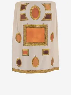 Versace Printed Silk Midi Skirt - Red