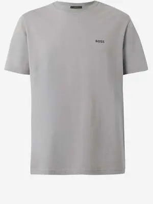 Hugo Boss Stretch Cotton T Shirt With Logo - Grey