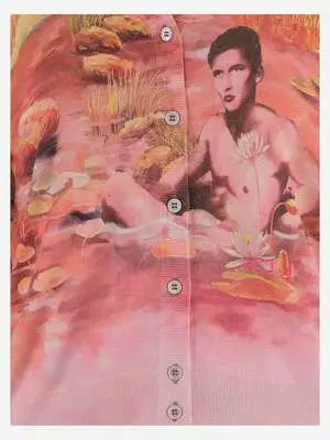 Versace Cardigan With Naturist Print - Red