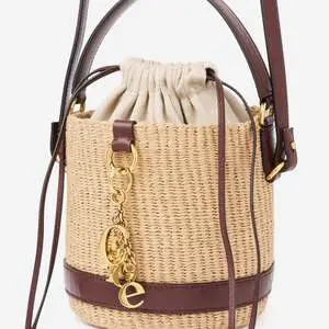 Chloé Raffia And Leather Bucket Bag - Red