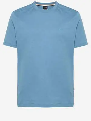 Hugo Boss Cotton T Shirt With Logo - Celeste Scuro