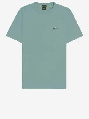 Hugo Boss Stretch Cotton T Shirt With Logo - Turquoise