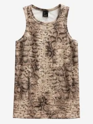 Pinko Stretch Cotton Tank Top With Animal Print - Red