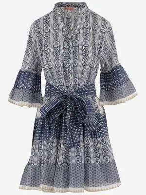 PEP'S CANNES Cotton Dress With Geometric Pattern