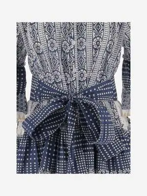 PEP'S CANNES Cotton Dress With Geometric Pattern